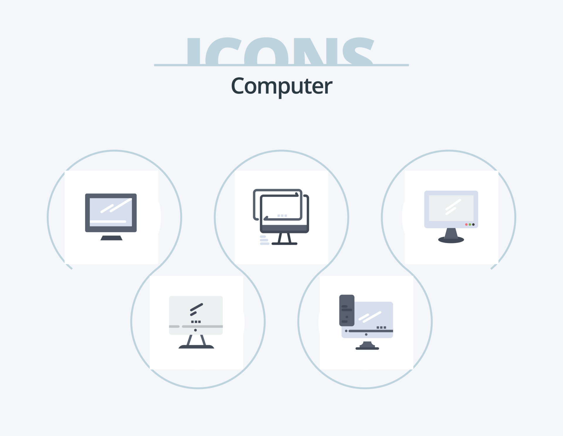 paquete de iconos planos de computadora 5 diseño de iconos. . ordenador ...