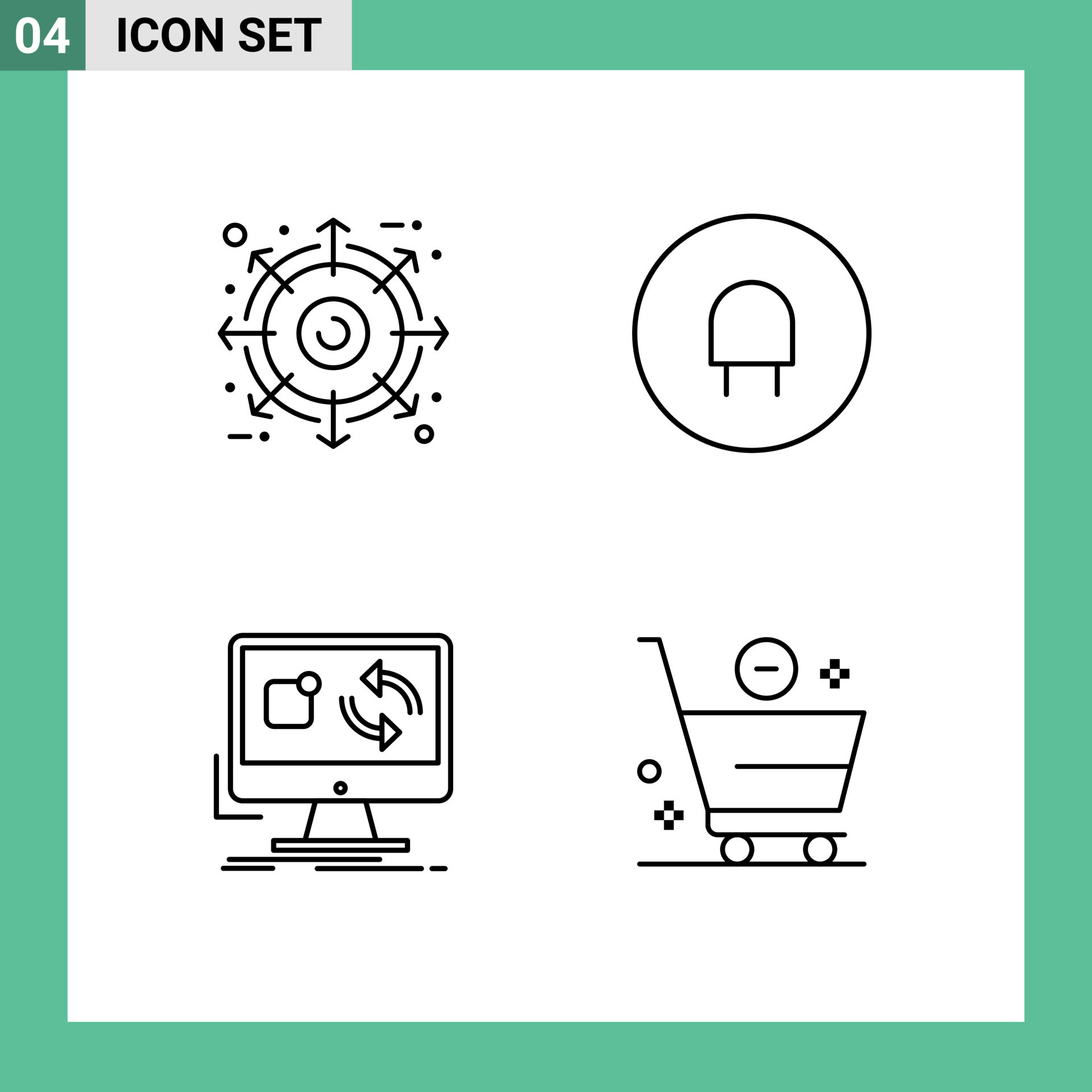 Stock Vector Icon Pack Of 4 Line Signs And Symbols For External Application Product Plug Sync