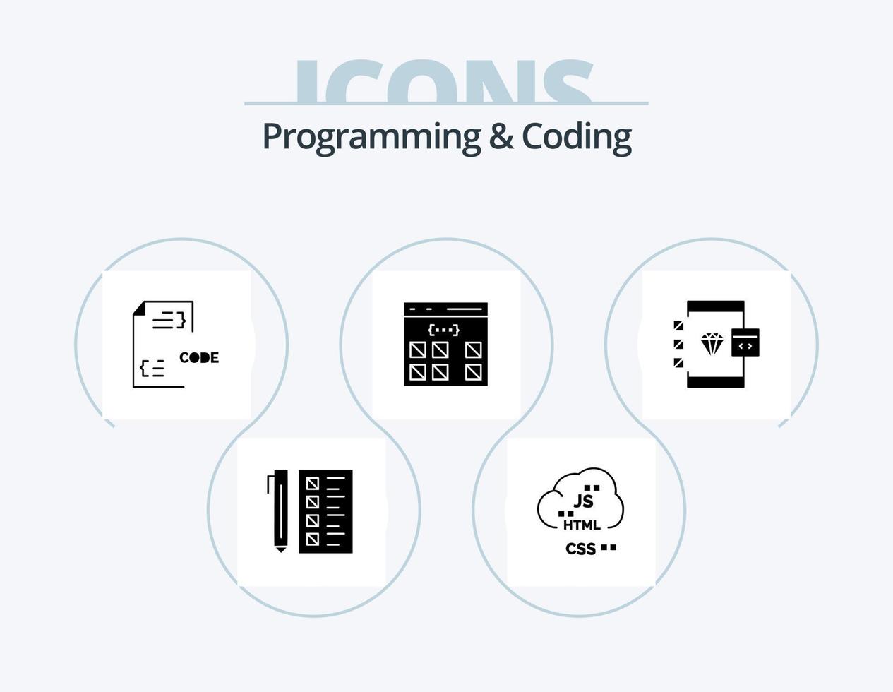 Programming And Coding Glyph Icon Pack 5 Icon Design Develop App Develop Document Develop