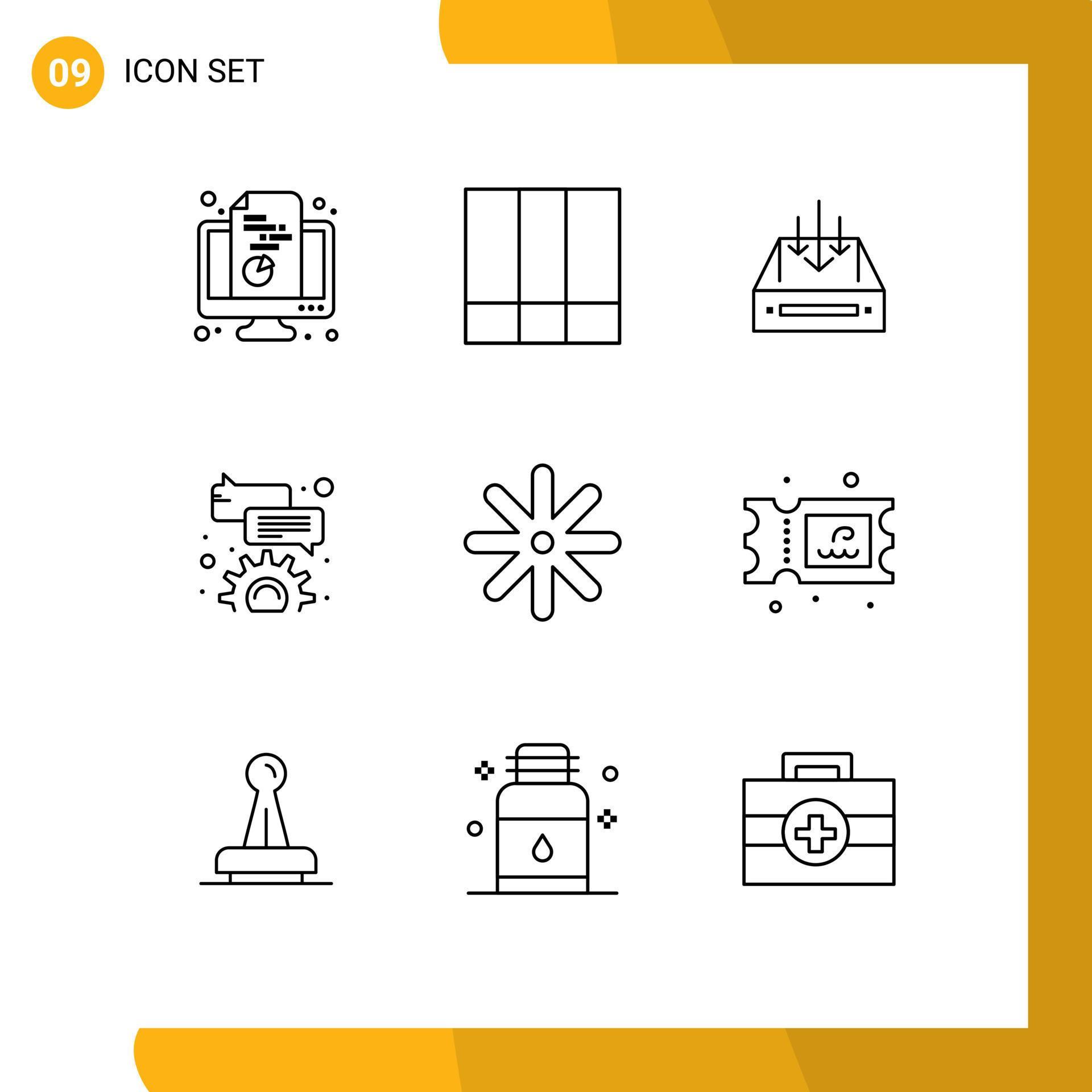 User Interface Pack of 9 Basic Outlines of configure bubble lines ...