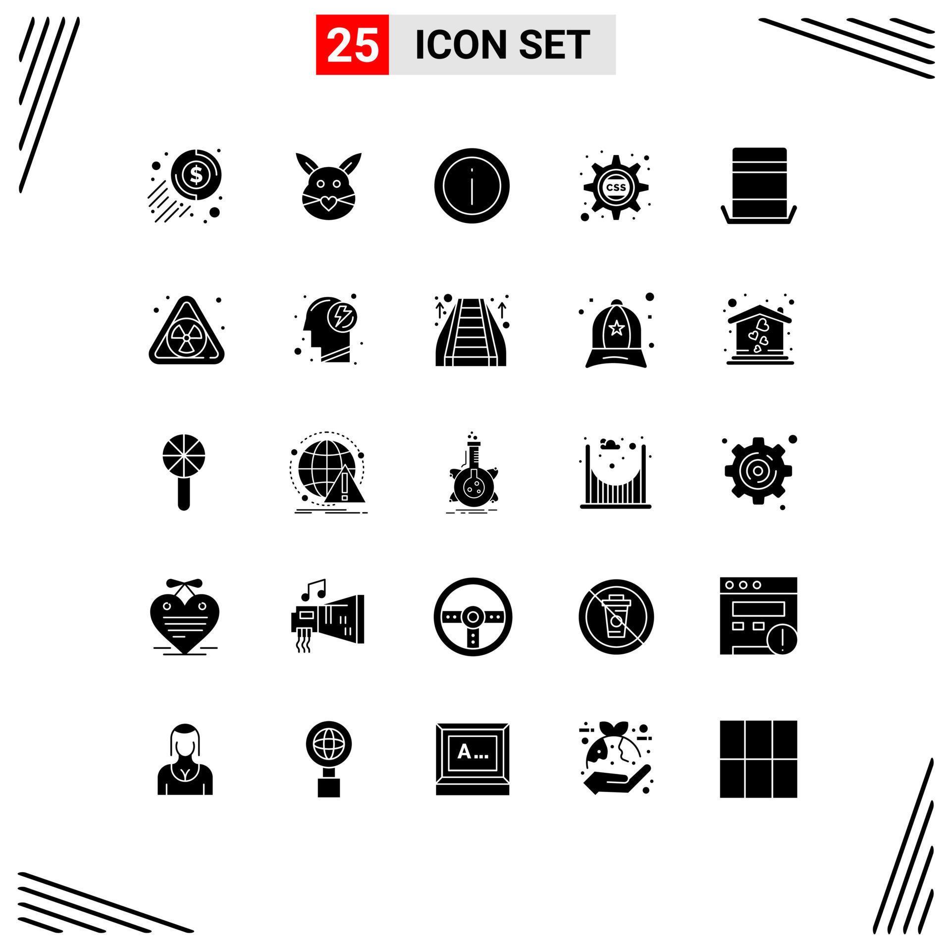 Set Of 25 Modern Ui Icons Symbols Signs For Css Gear Cog Easter Cascading Sign Editable Vector