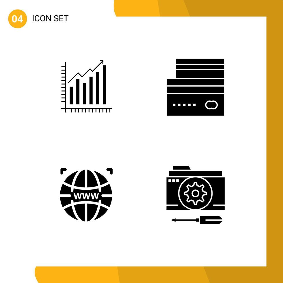 User Interface Pack of 4 Basic Solid Glyphs of graph ecommerce diagram trends payment Editable ...