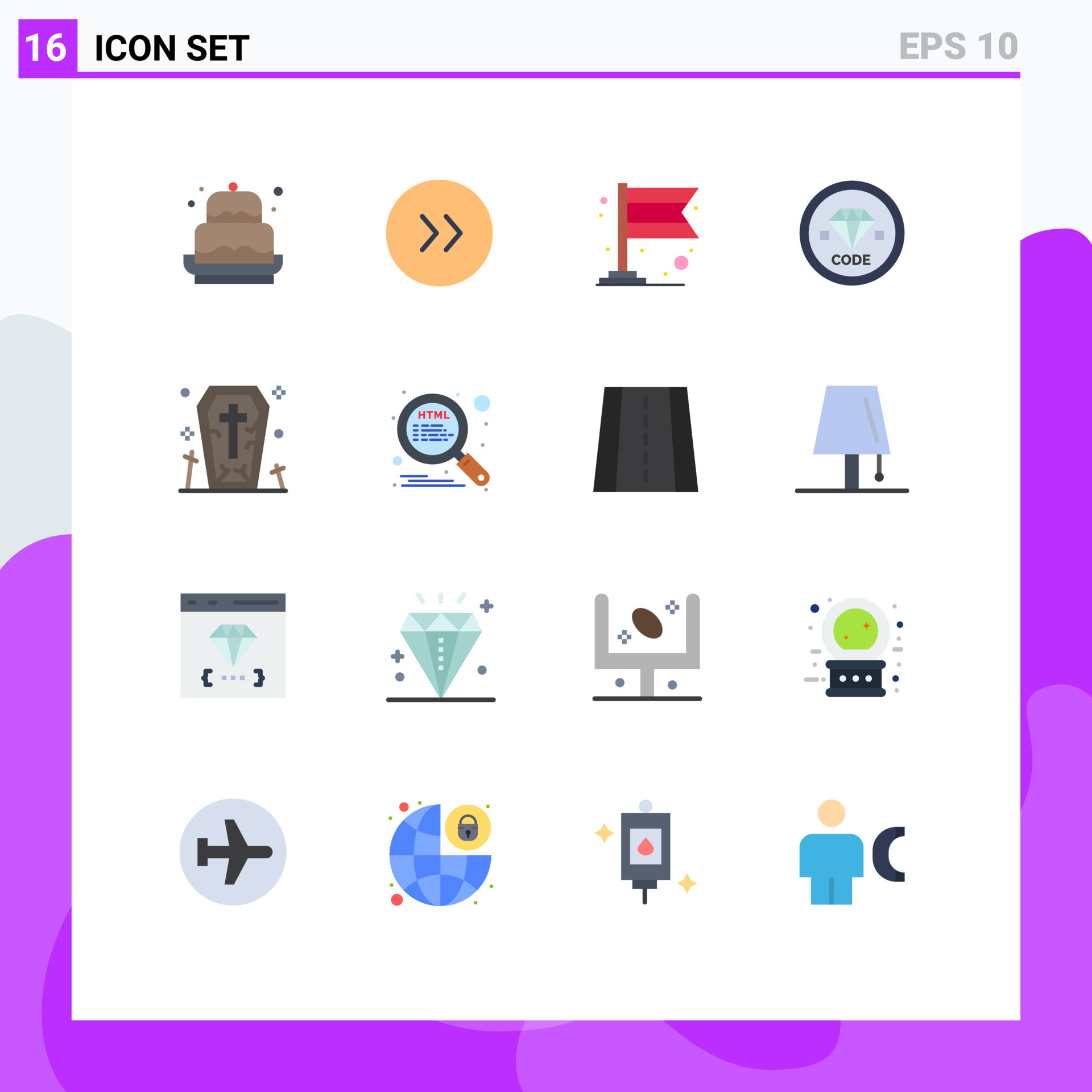 16 Thematic Vector Flat Colors And Editable Symbols Of Death Programming Banner Development