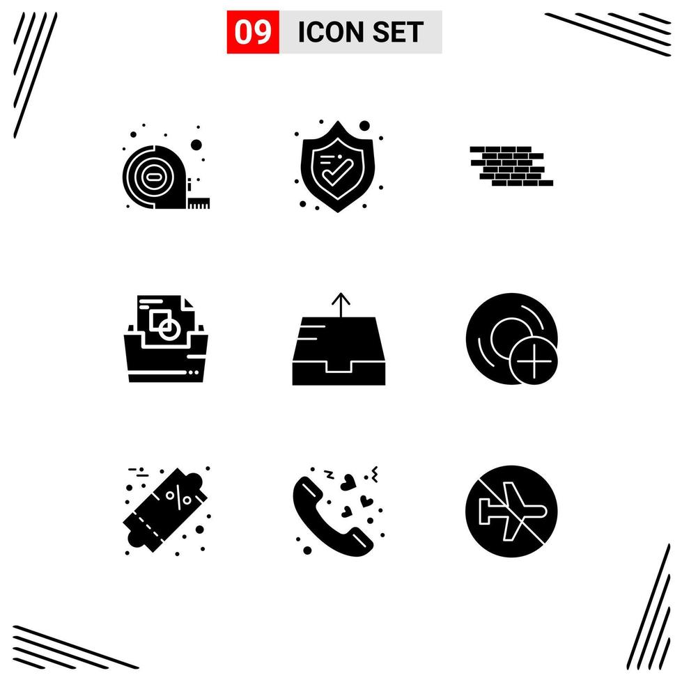 9 Creative Icons Modern Signs And Symbols Of Send Mailbox Wall Folder Document Folder Editable