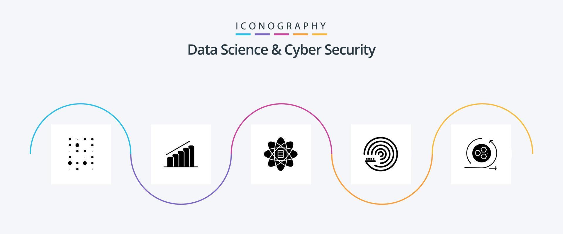Data Science And Cyber Security Glyph 5 Icon Pack Including Api Scince Data Forecasting Model