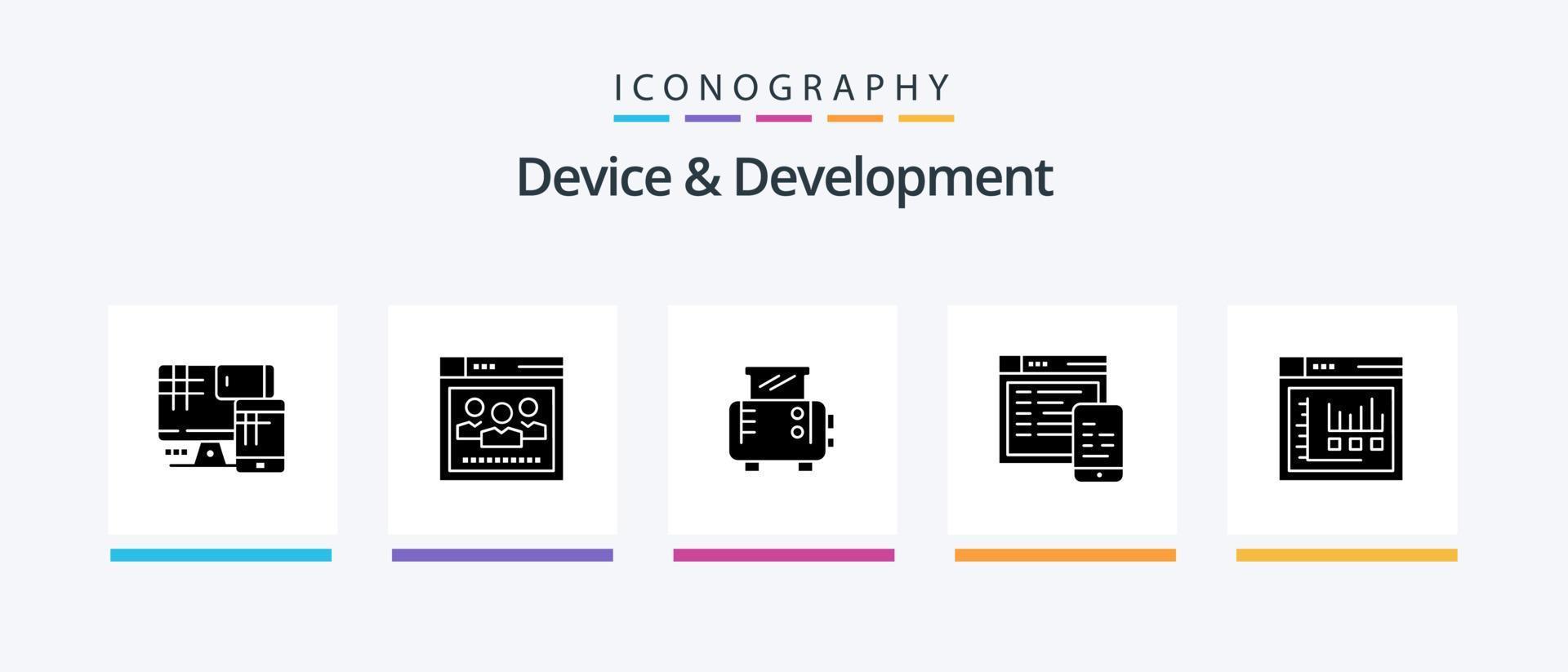 Device And Development Glyph 5 Icon Pack Including web. browser. toast. mobile. design. Creative ...
