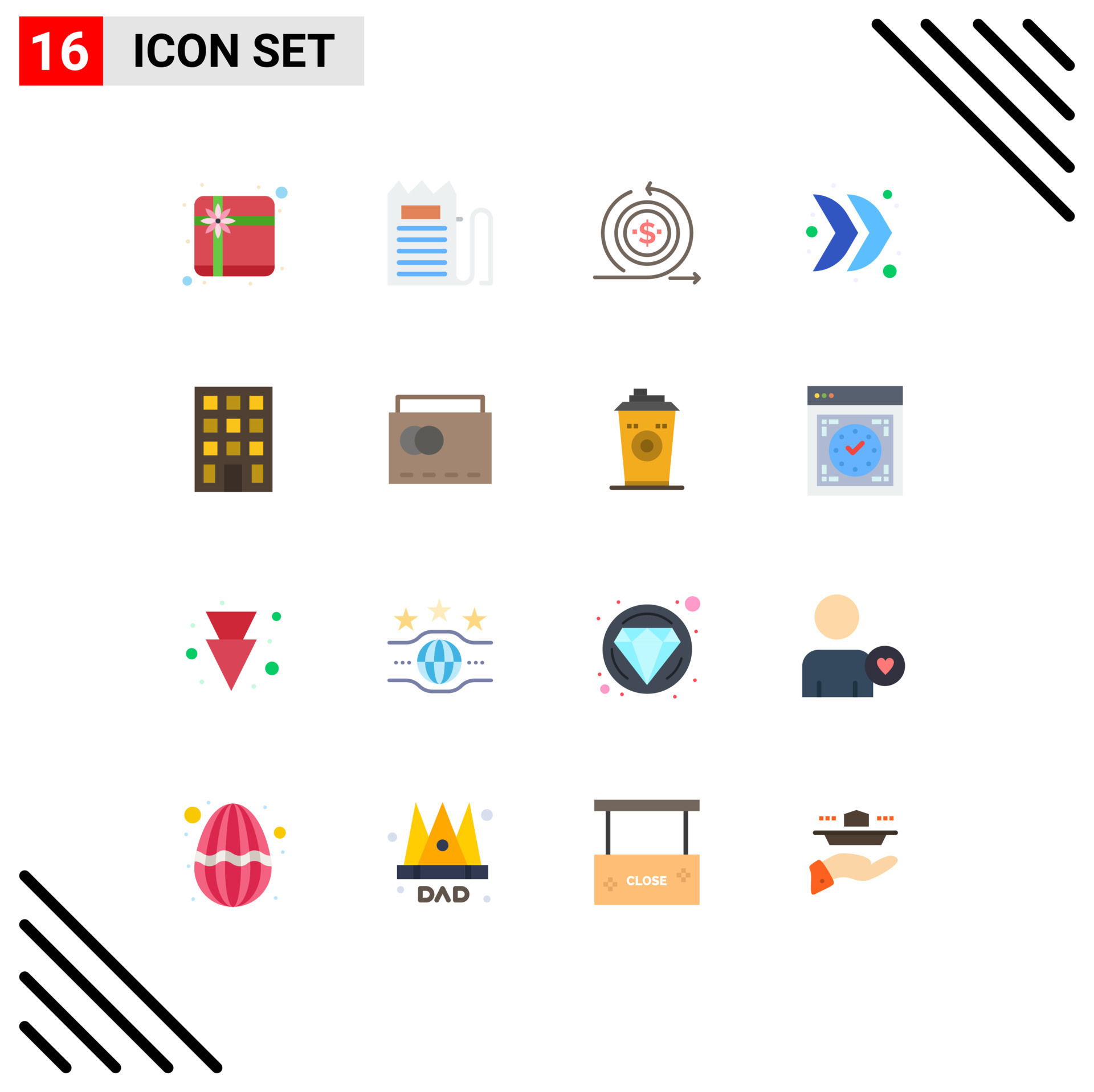 Set Of 16 Modern Ui Icons Symbols Signs For Building Right Business