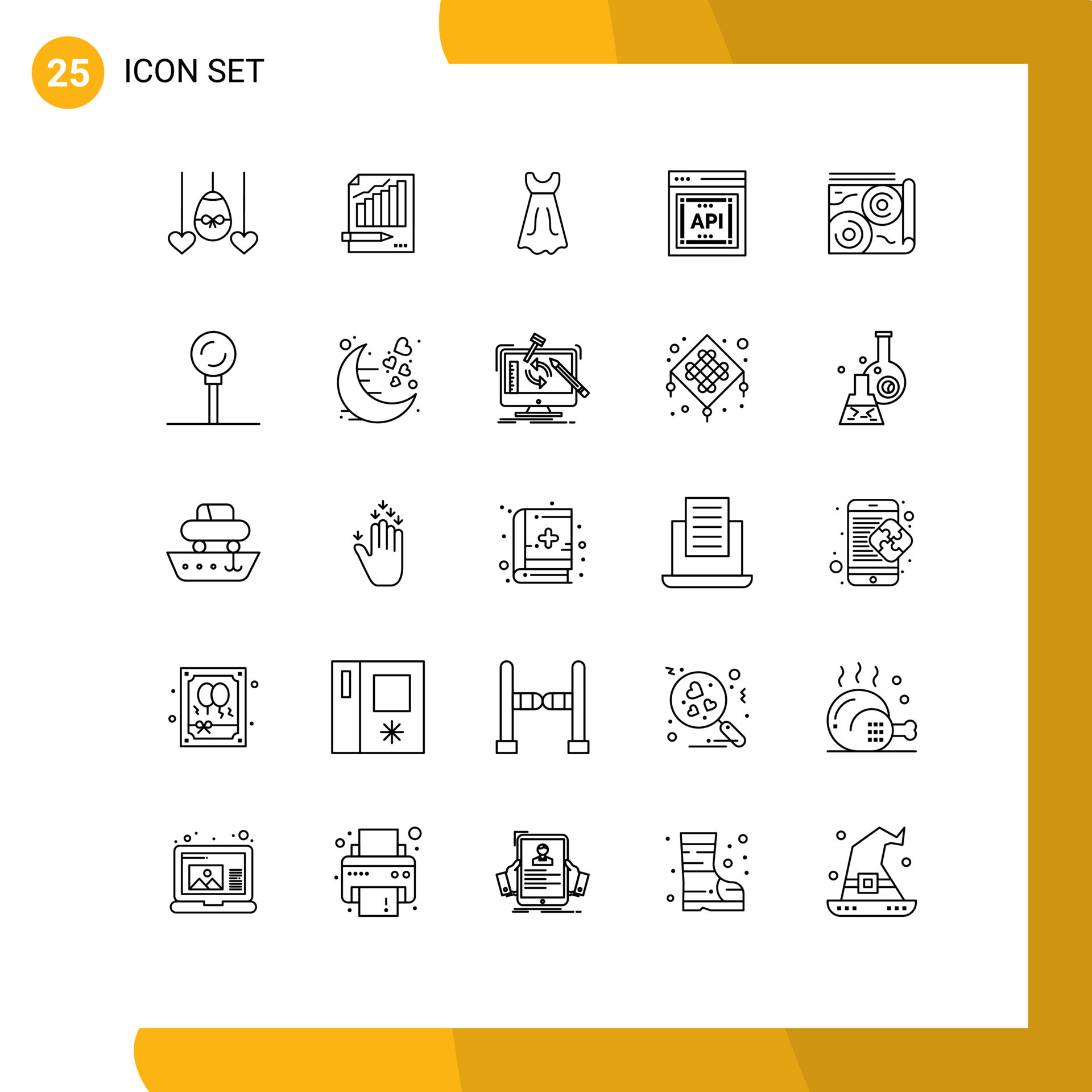 Line Pack of 25 Universal Symbols of software api concept chart api ...