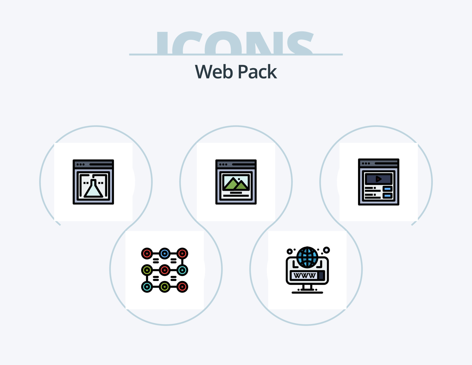 Web Pack Line Filled Icon Pack 5 Icon Design. computer server ...