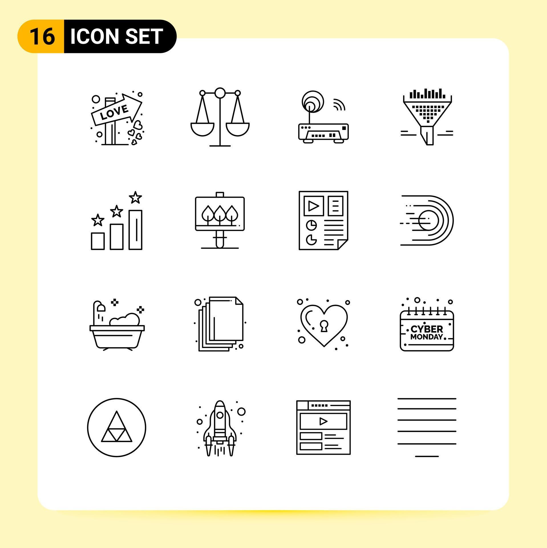 User Interface Pack Of 16 Basic Outlines Of Performance Achievements Electronic Sort Data