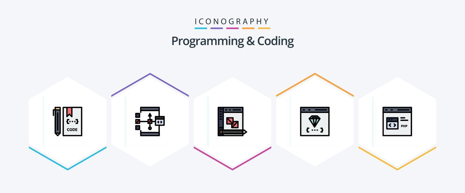 Programming And Coding 25 Filledline Icon Pack Including Coding App