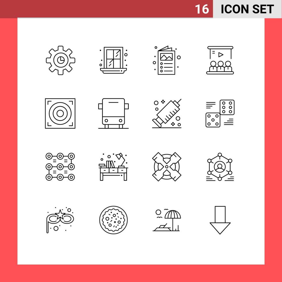 User Interface Pack Of 16 Basic Outlines Of Speaker User Brochure Team Video Editable Vector