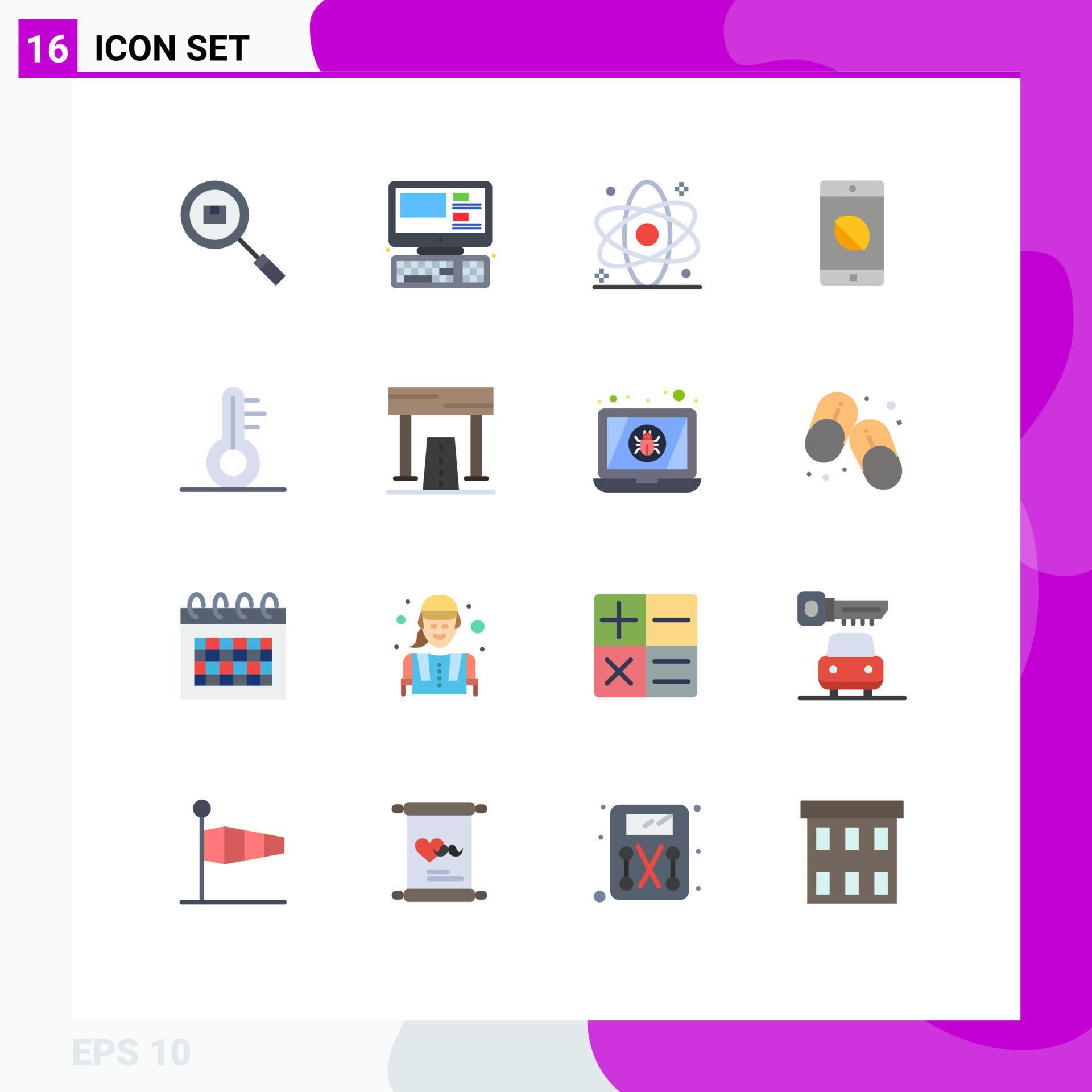 16 Universal Flat Colors Set For Web And Mobile Applications Temperature Disabled Mobile