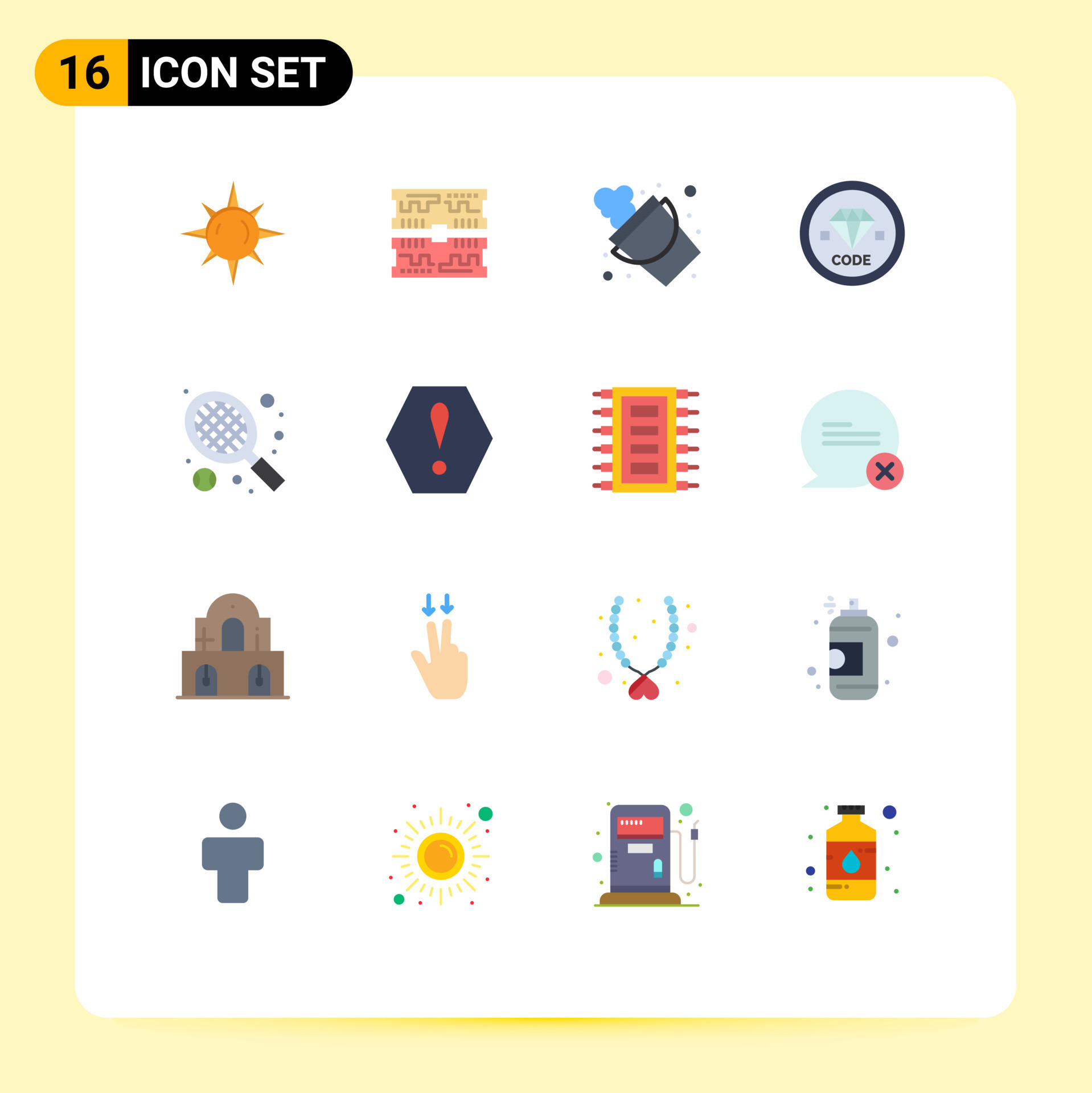 Set Of 16 Modern Ui Icons Symbols Signs For Sport Programming Fire Development Coding Editable