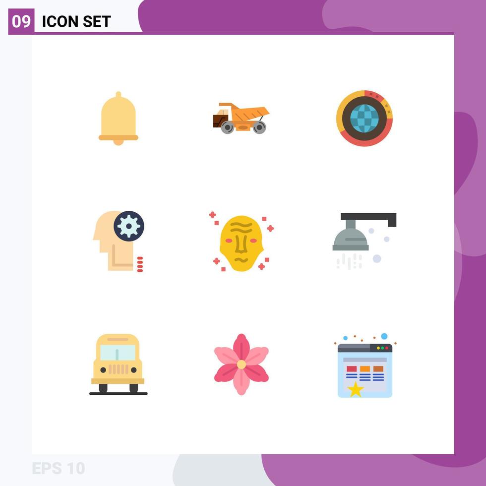9 Thematic Vector Flat Colors And Editable Symbols Of Gear