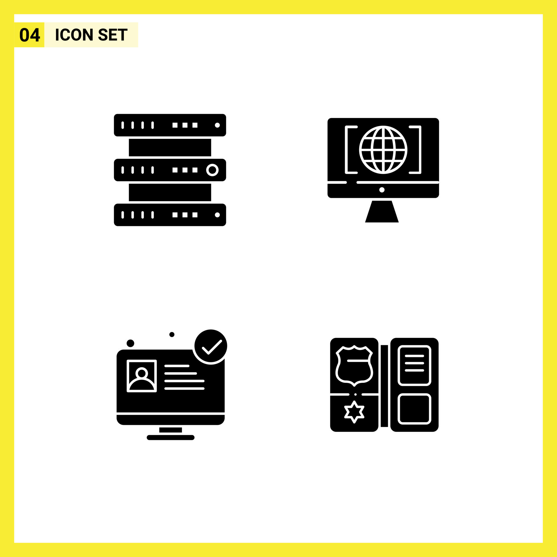 Set Of 4 Modern Ui Icons Symbols Signs For Database Medical App Storage World Book Editable