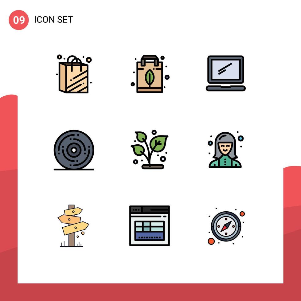 9 Universal Filledline Flat Colors Set For Web And Mobile Applications