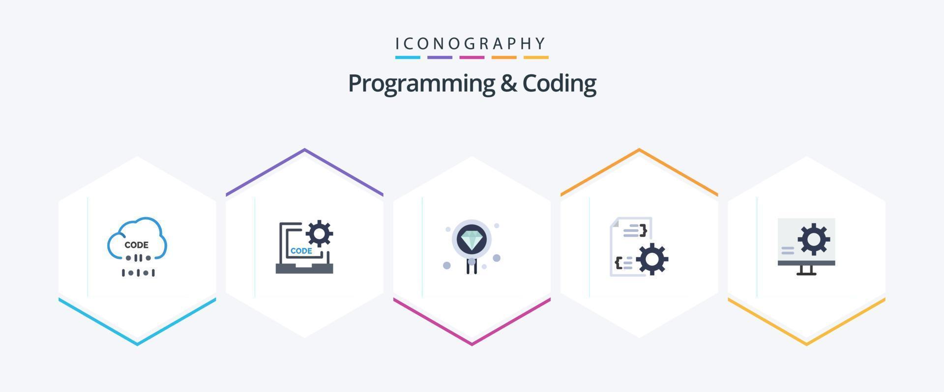Programming And Coding 25 Flat Icon Pack Including File Develop Development Search