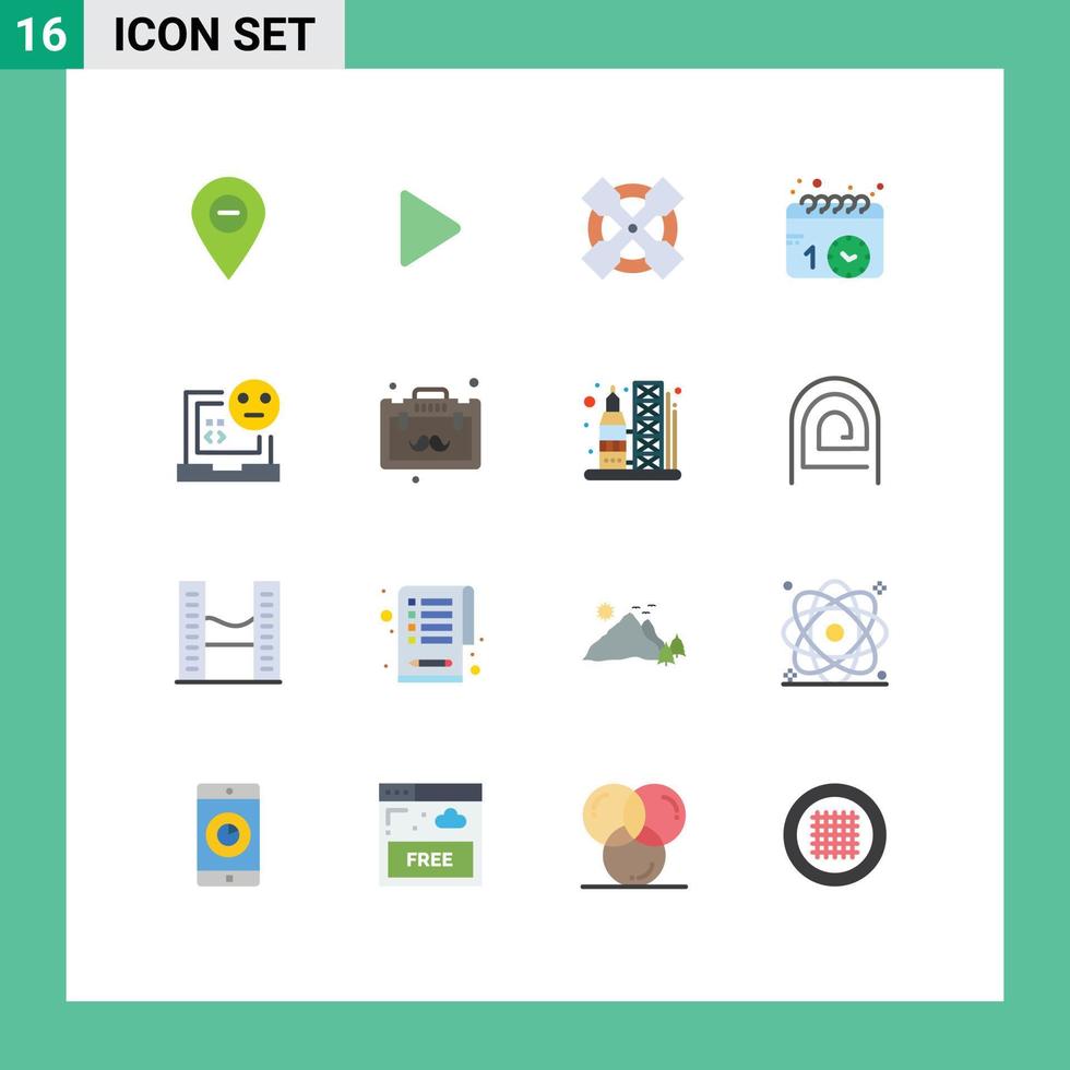 User Interface Pack Of 16 Basic Flat Colors Of Bug Watch Video Schedule Calendar Editable Pack