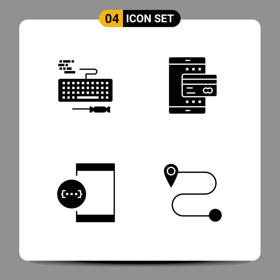 User Interface Pack Of 4 Basic Solid Glyphs Of Key App Repair Online
