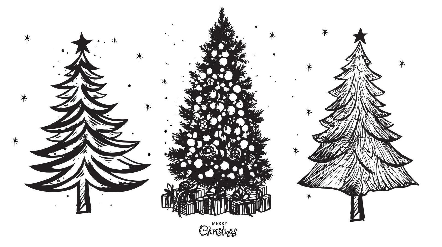 Christmas tree set, Hand drawn illustrations. 19464878 Vector Art at ...