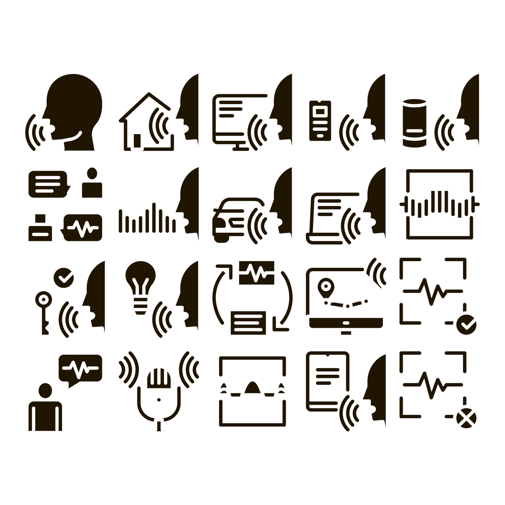 Voice Control Collection Elements Icons Set Vector 19471834 Vector Art ...
