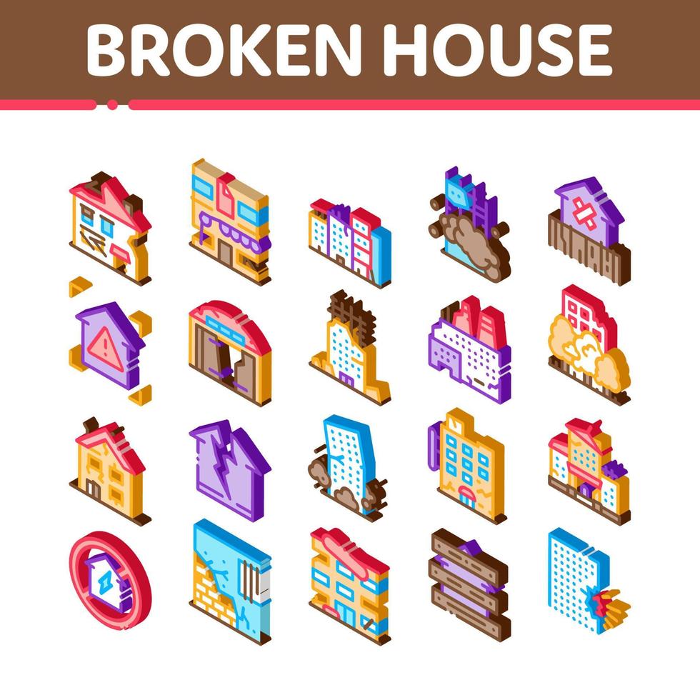 Broken House Building Isometric Icons Set Vector 19475733 Vector Art at ... Broken House Building Isometric Icons Set Vector 19475733 Vector Art at ...