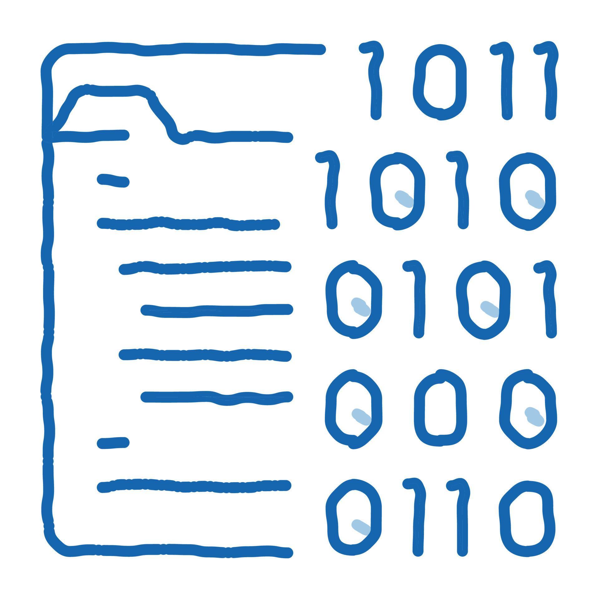 Binary File Coding System Doodle Icon Hand Drawn Illustration 19476625