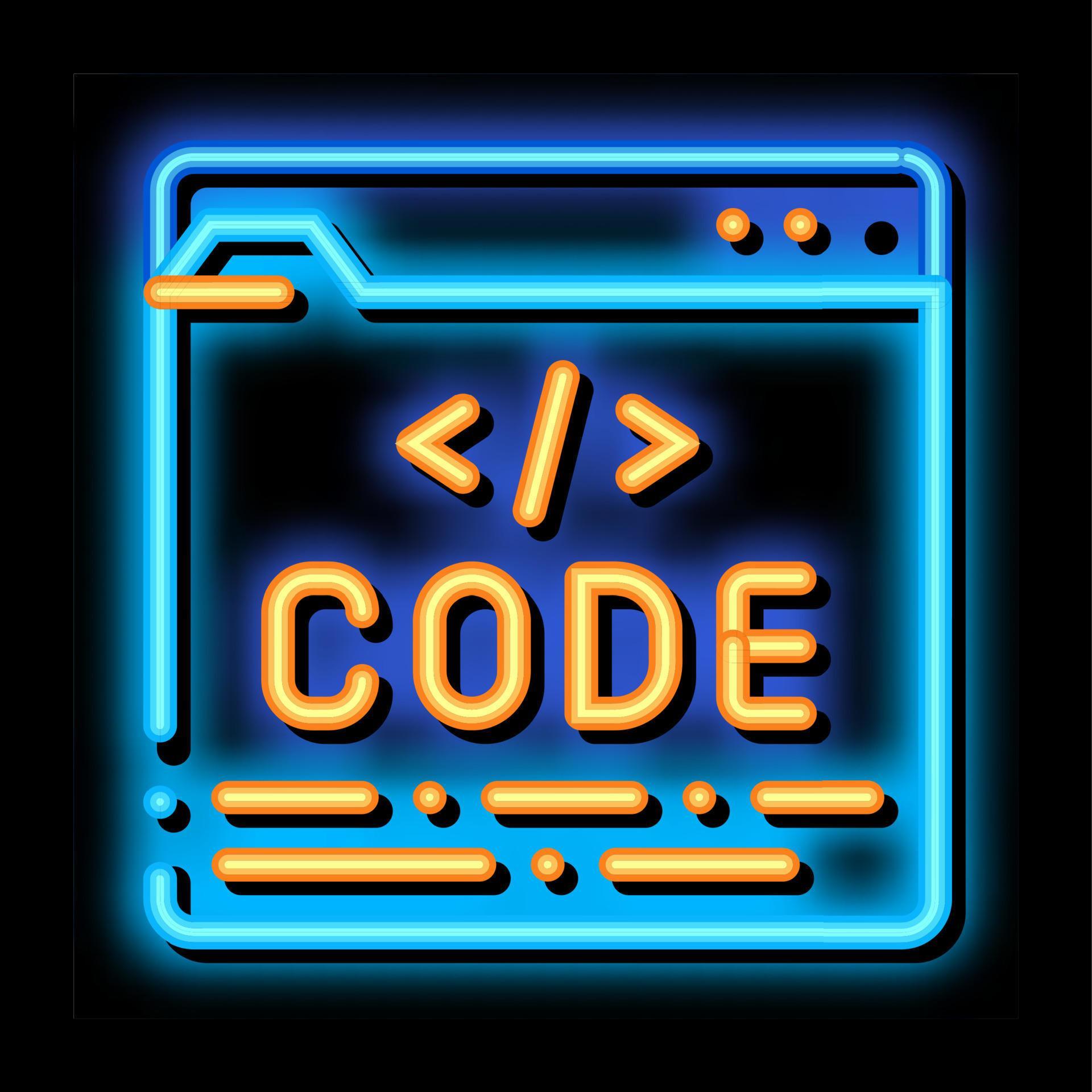 Code File Computer System neon glow icon illustration 19478527 Vector ...