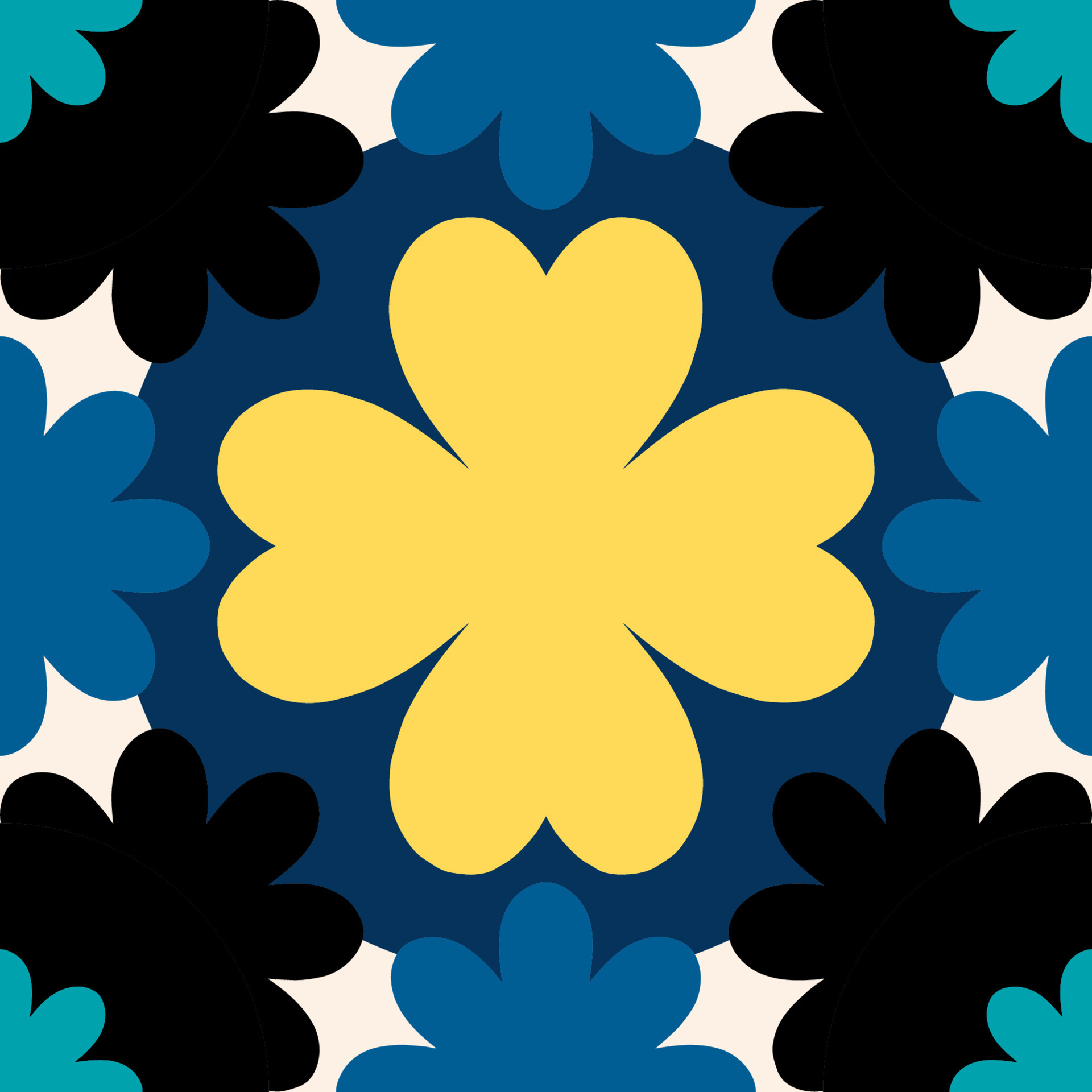 Abstract Floral Tile Pattern Vector Seamless Texture With Colorful Floral Composition