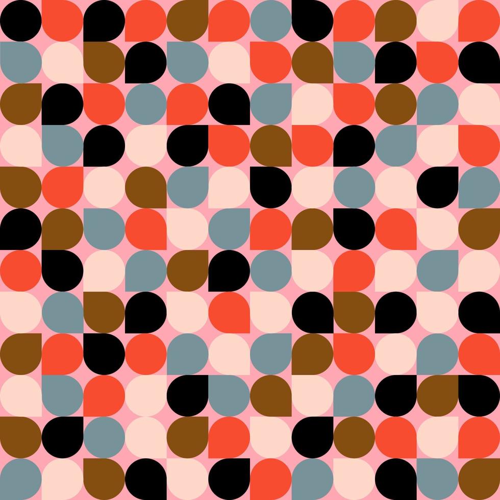 Geometrical seamless tile texture. Simple rounded shapes vector pattern. Abstract mosaic ...