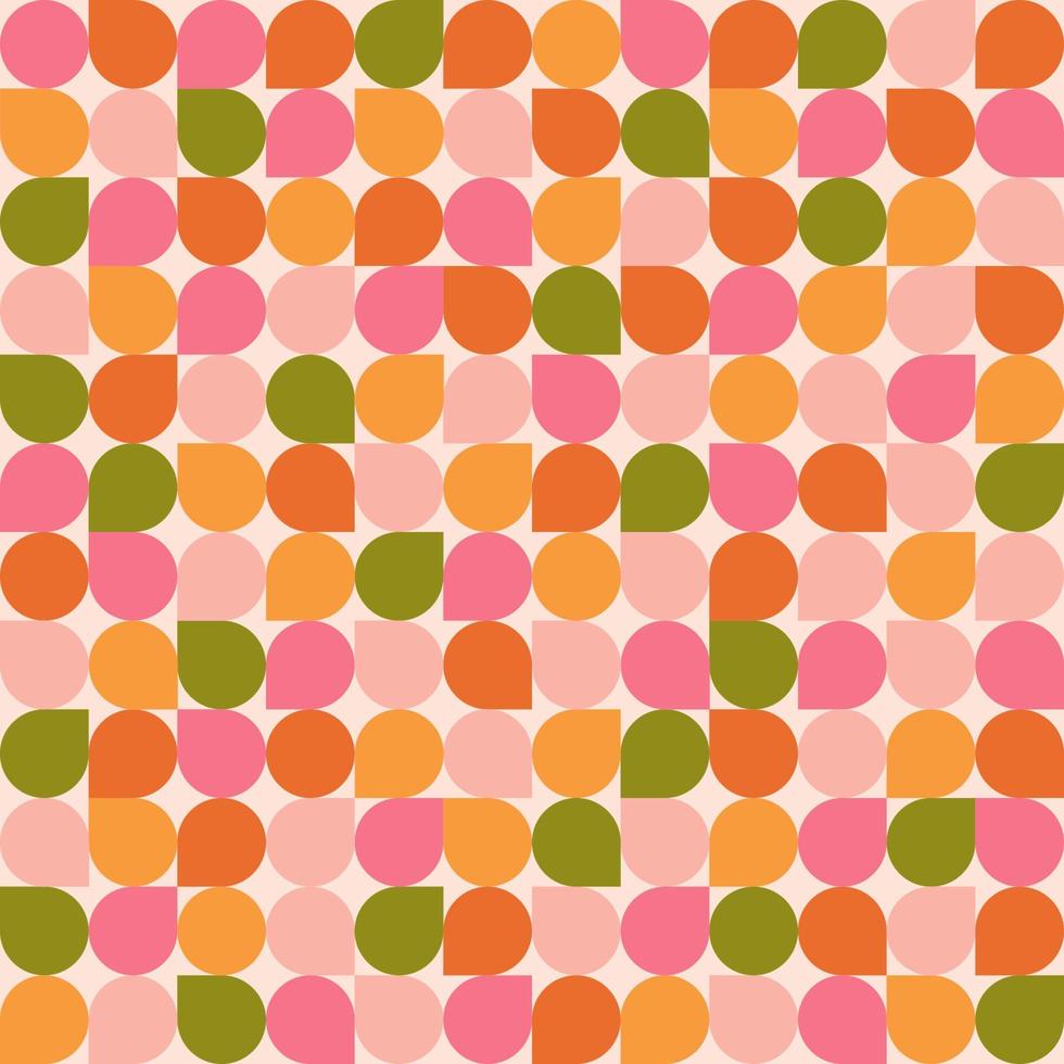 Geometrical seamless tile texture. Simple rounded shapes vector pattern. Abstract mosaic ...