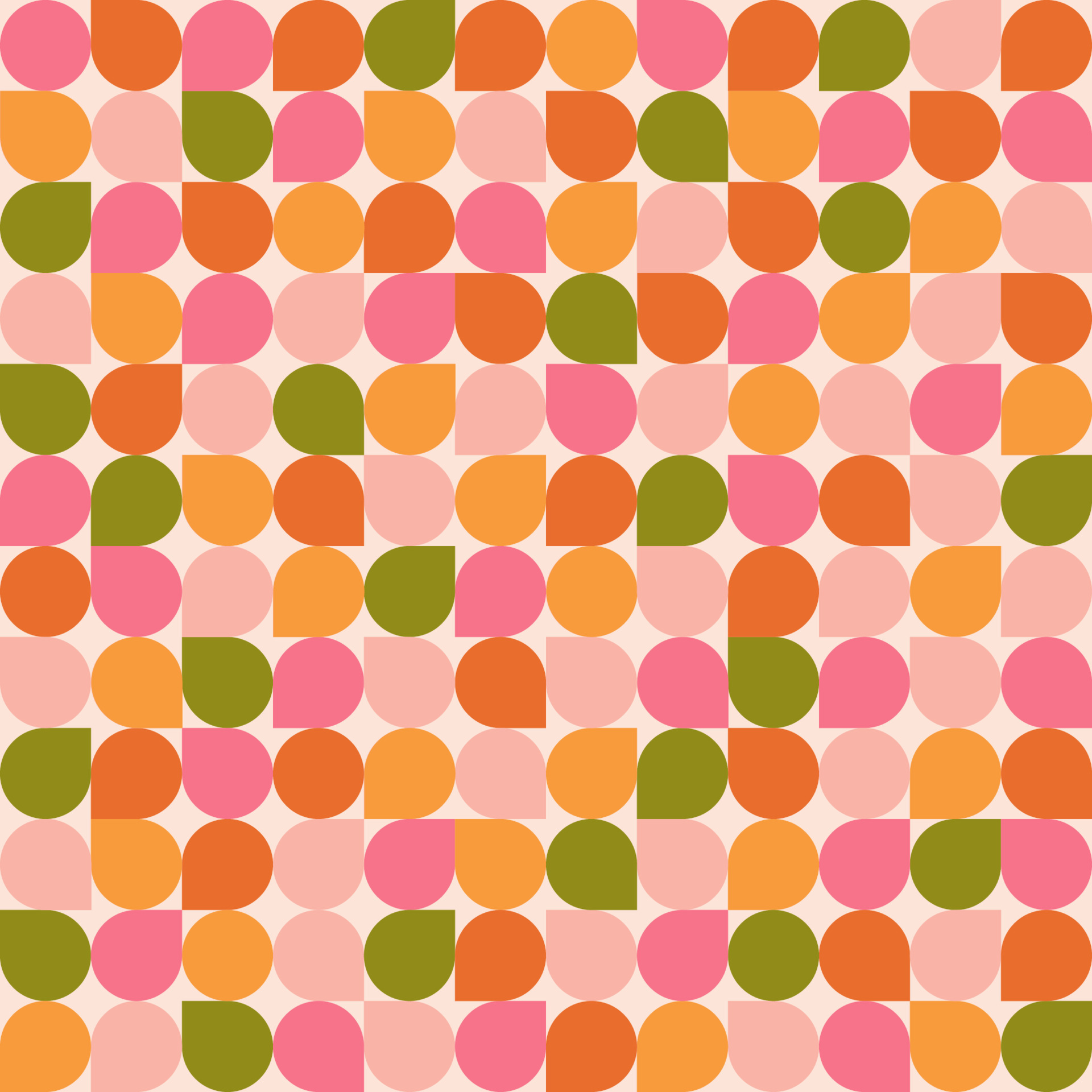 Geometrical Seamless Tile Texture Simple Rounded Shapes Vector Pattern Abstract Mosaic