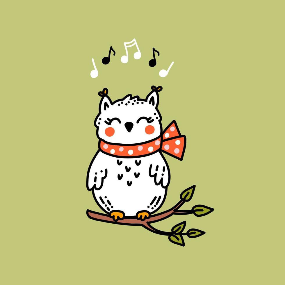 lindo bebé búho se sienta en una rama de árbol y canta una canción ... lindo bebé búho se sienta en una rama de árbol y canta una canción ...