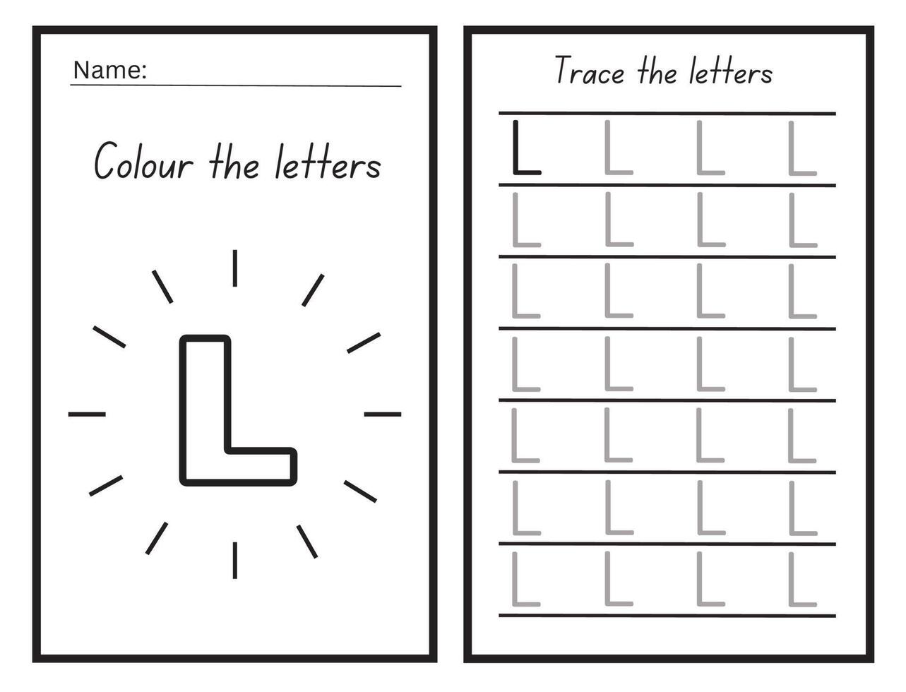 Letra L Hoja De Trabajo De Práctica Para Colorear Y Rastrear Para Aprender Los Ejercicios Del