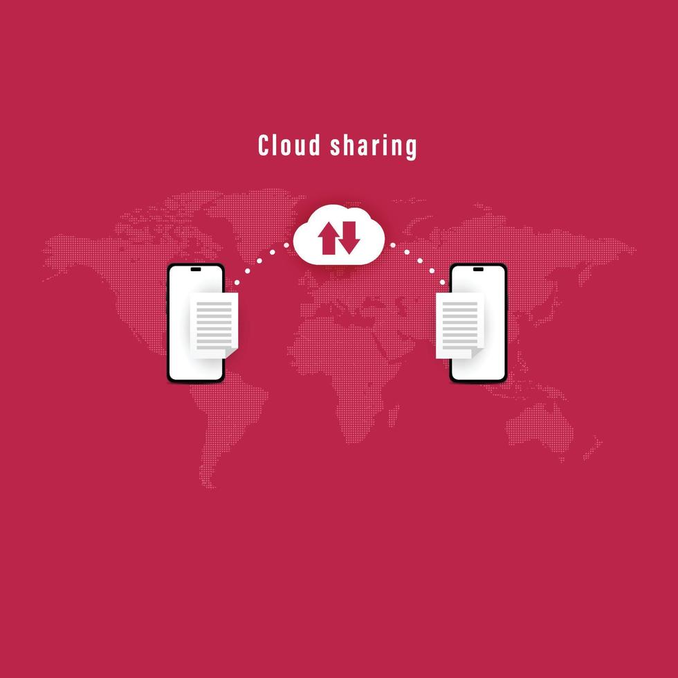Data transfer worldwide connecting, info graphic mobile phone cloud ...