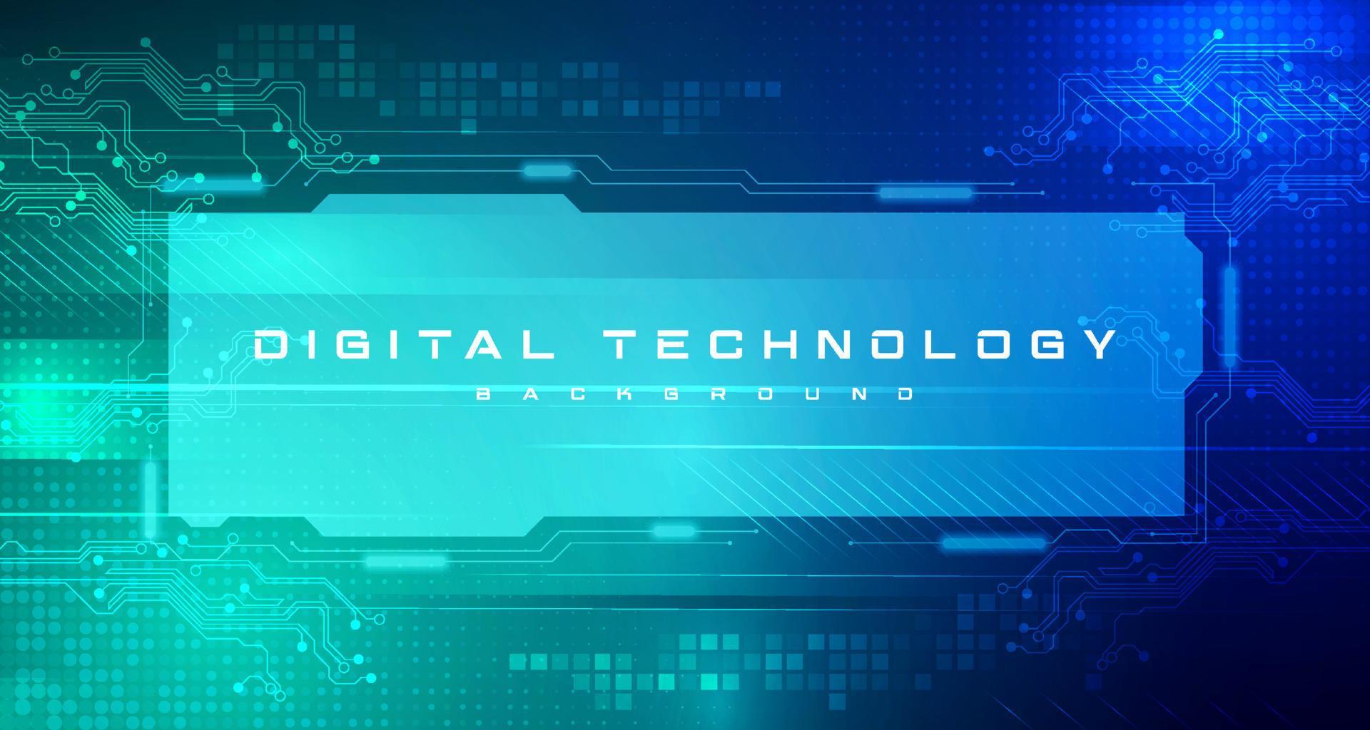 Digital technology banner blue green background concept, cyber ...