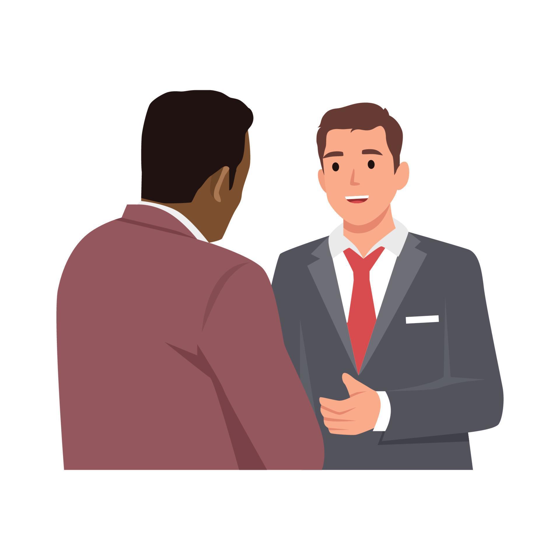 Two men talking about business. Multi racial character. Flat vector ...