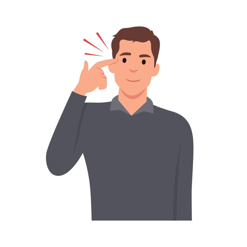 Young Man Touching His Temples And Remembering Something Man Holding