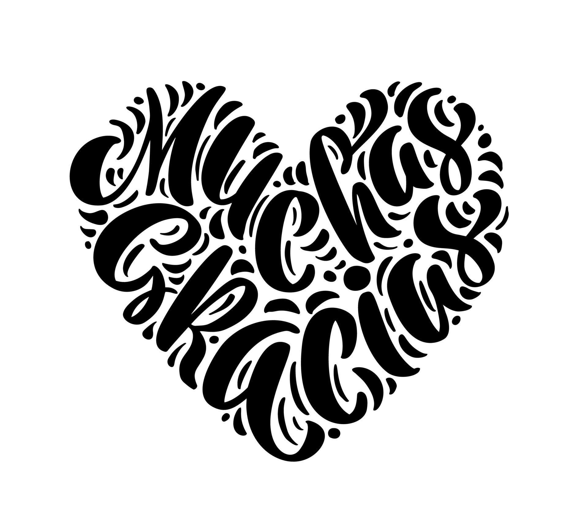 gracias texto de letras vectoriales en español muchas gracias en forma de corazón. frase ...