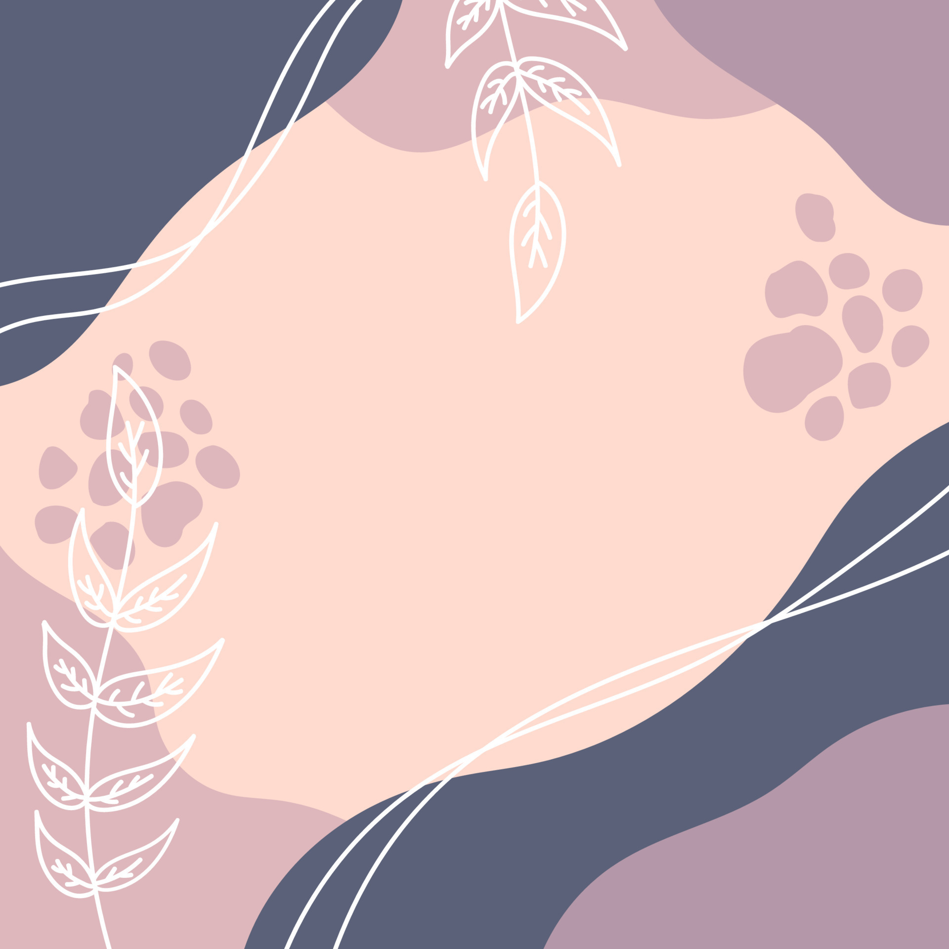 Hand drawn abstract minimalist background with leaves 19484971 Vector ...