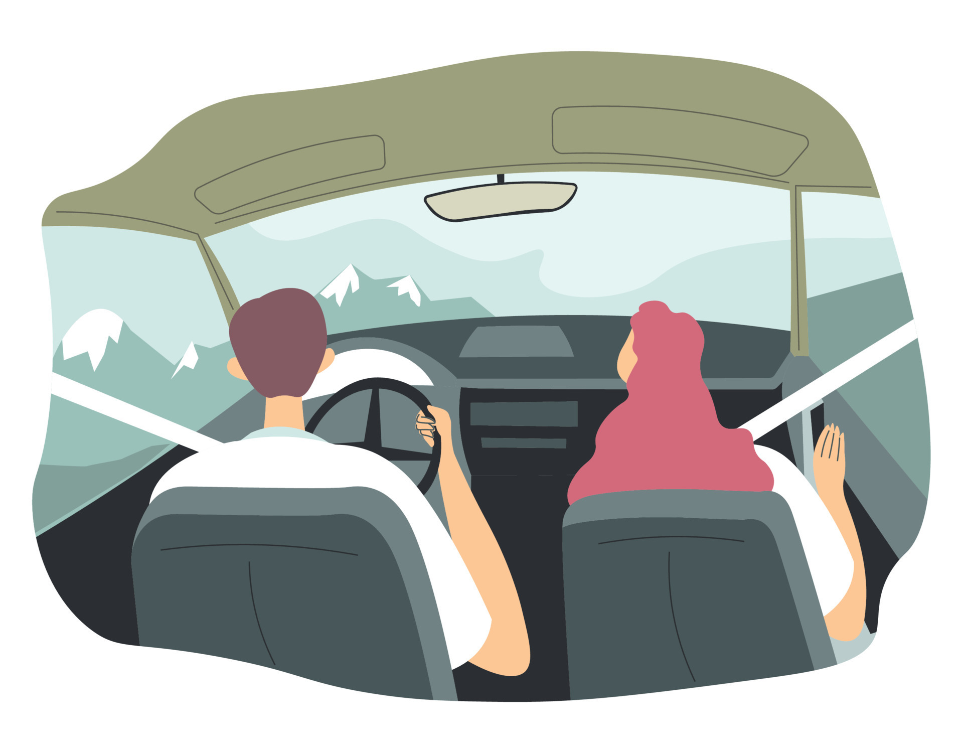 Couple driving car, vacations nature with mountain 19486052 Vector Art ...