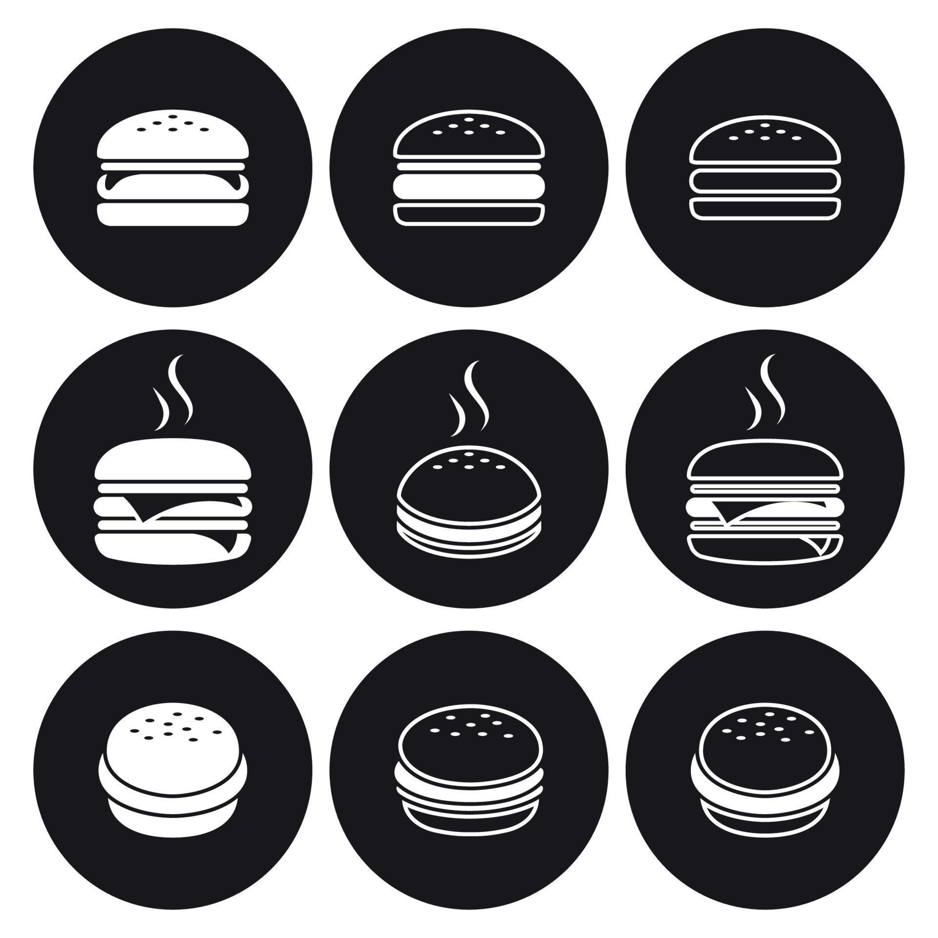 Hamburger icons set. White on a black background 19487097 Vector Art at Vecteezy