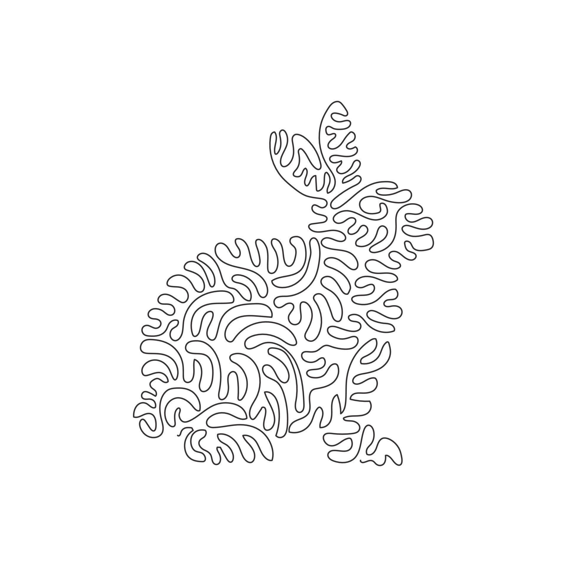 Continuous Curve One Line Drawing Of Cute Sitting Rabbit Curve Abstract Art Single Line
