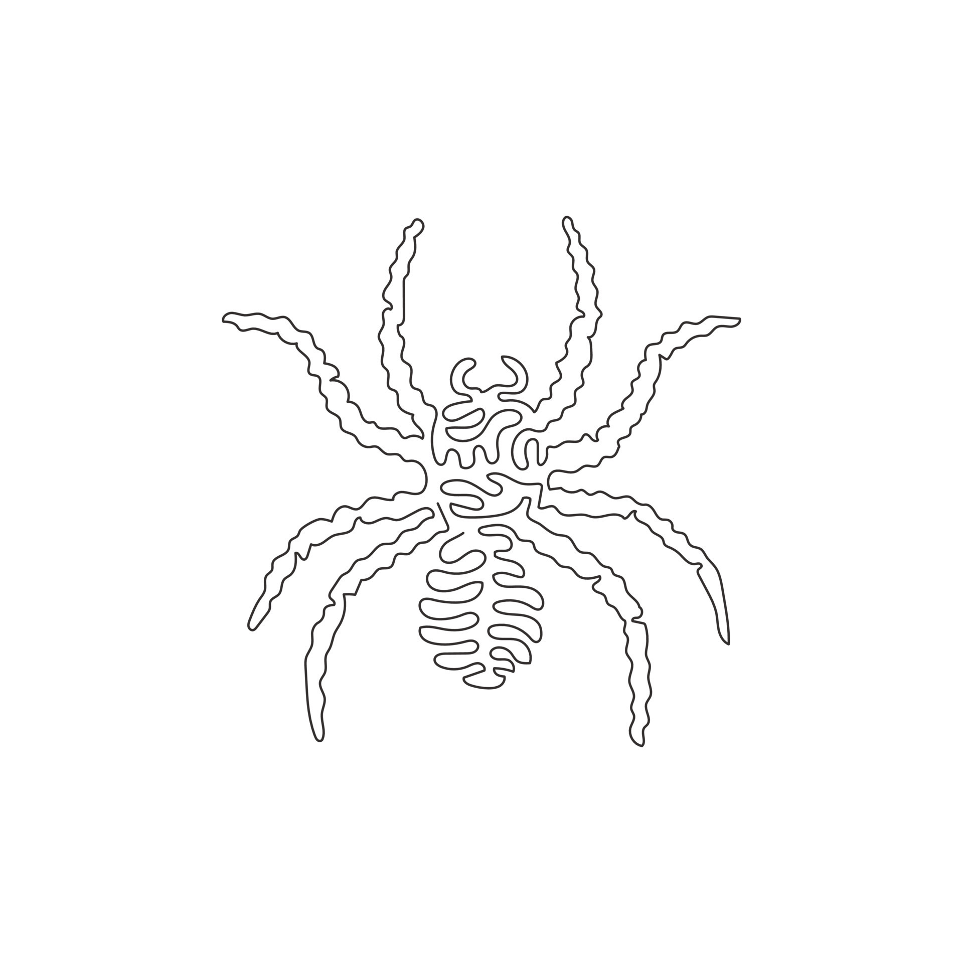 Single swirl continuous line drawing of giant huntsman spider abstract ...
