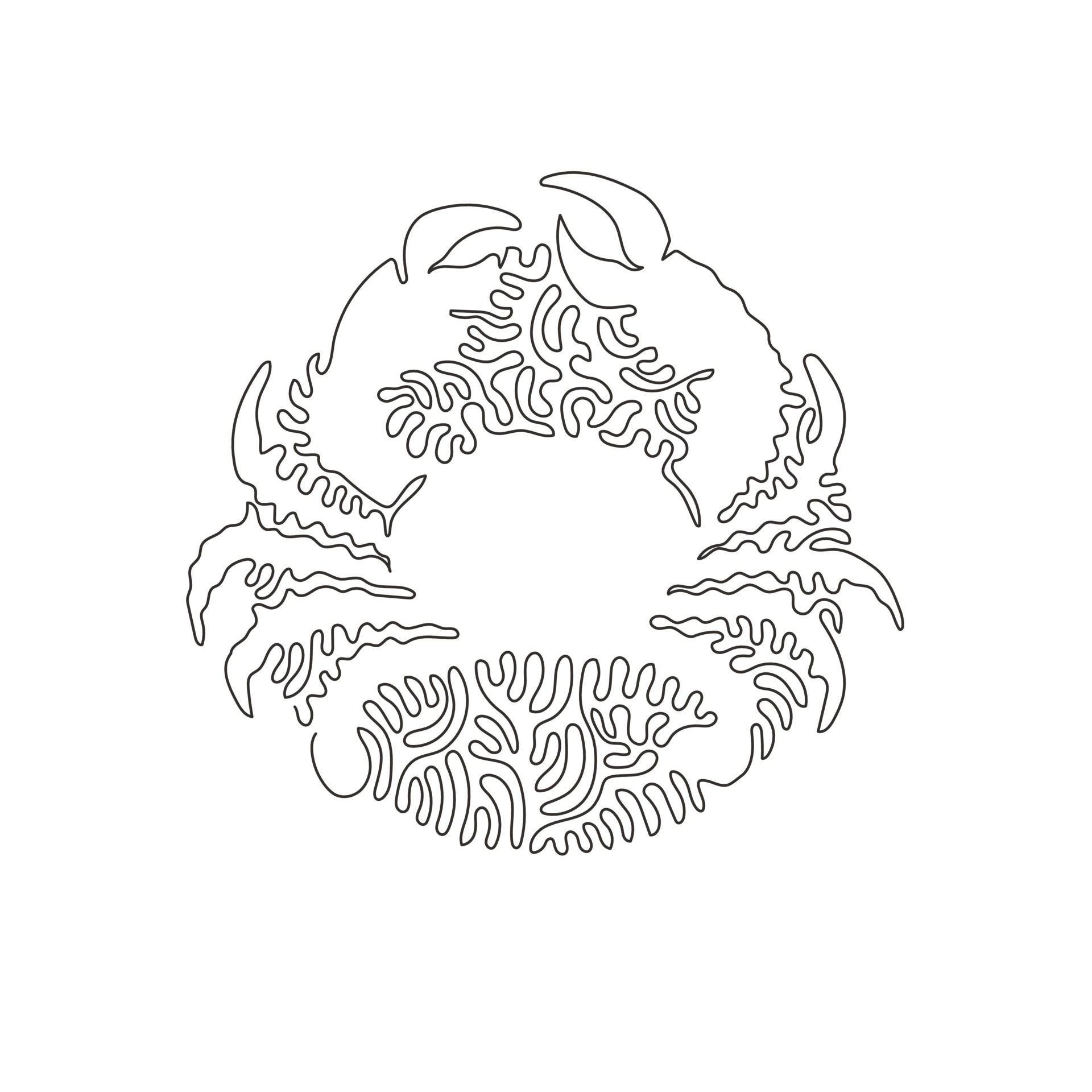 Continuous One Curve Line Drawing Of Cute Crab Abstract Art In Circle Single Line Editable