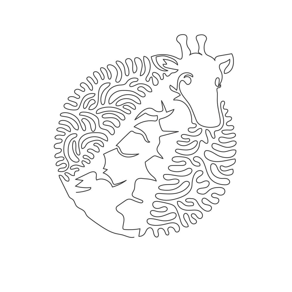 Continuous One Curve Line Drawing Of Funny Giraffe Abstract Art In Circle Single Line Editable