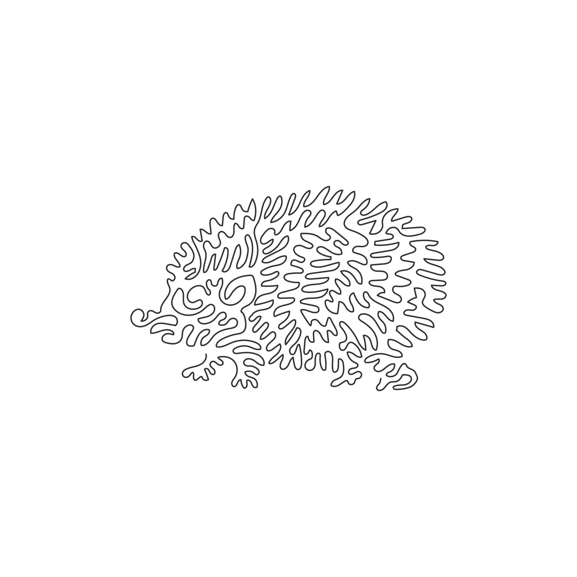 Single Swirl Continuous Line Drawing Of The Humble Hedgehog Abstract Art Continuous Line Draw