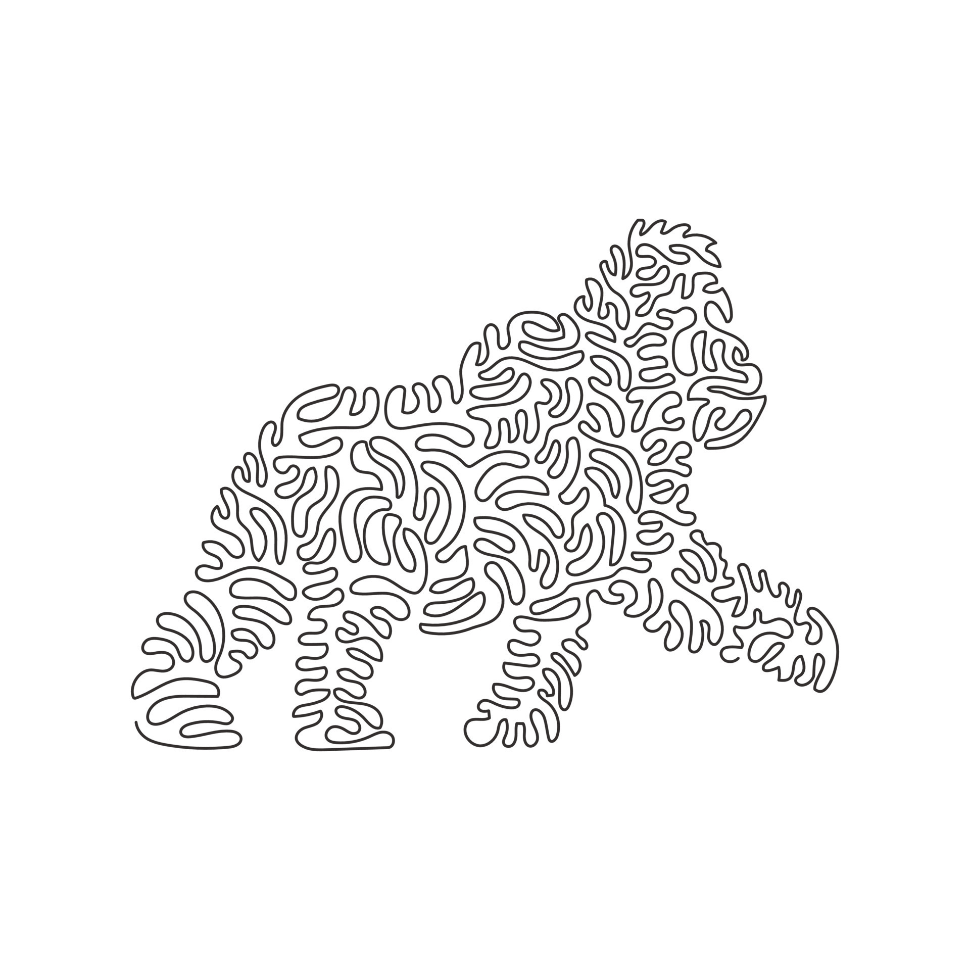 Continuous Curve One Line Drawing Of Ferocious Gorilla Curve Abstract