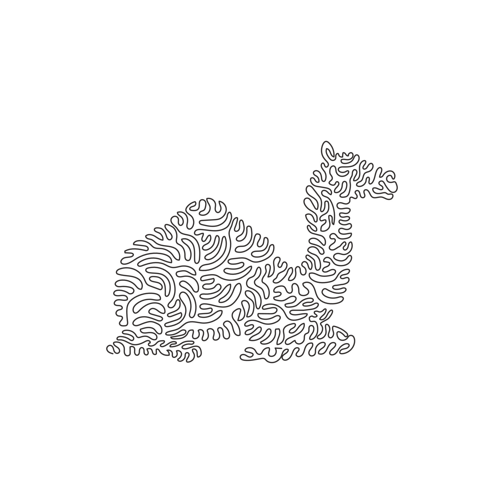 Single Curly One Line Drawing Of Cute Sitting Camel Abstract Art Continuous Line Drawing